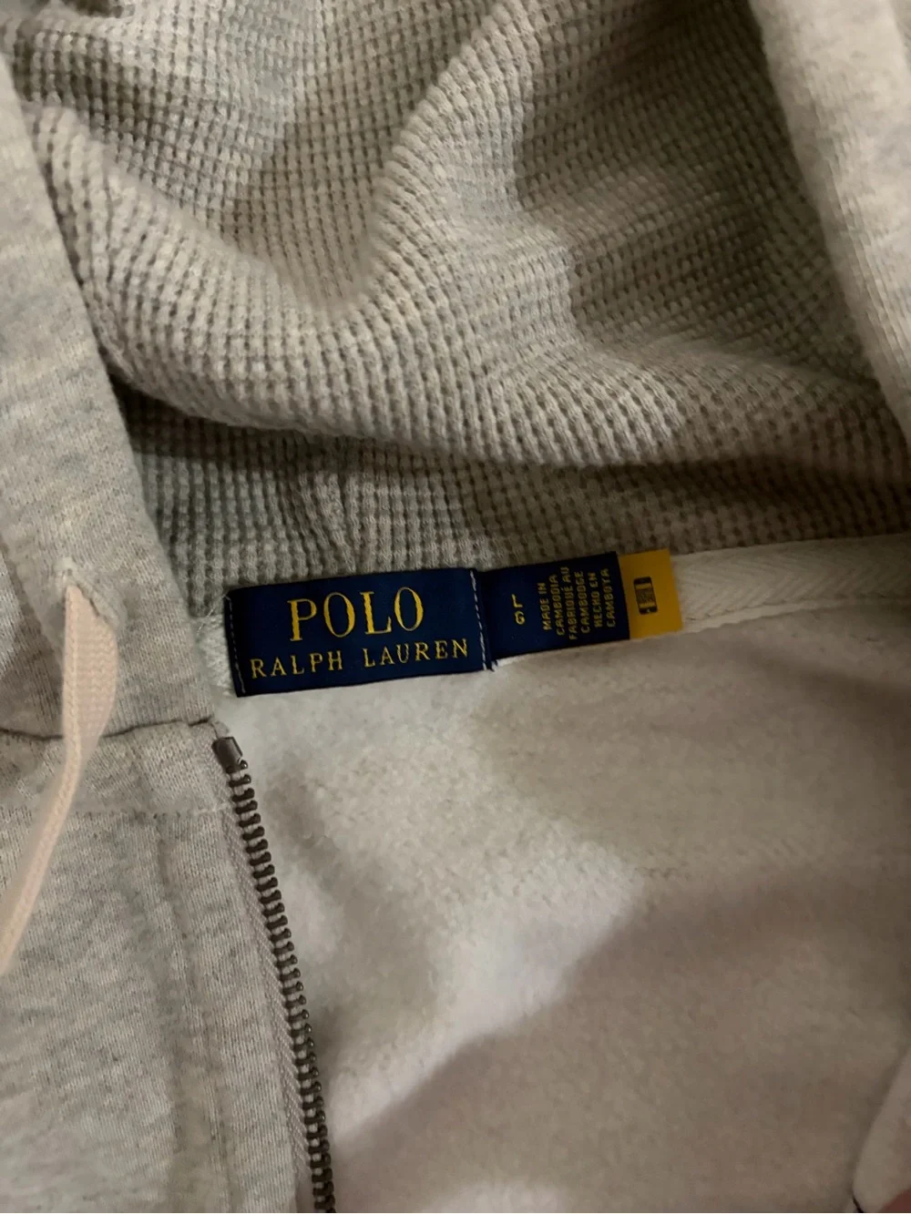 Ralph Lauren | Sweaters | Ralph Lauren Light Gray Zip Hoodie With Navy ...